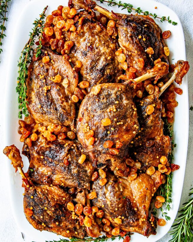 Duck Confit With Pickled Raisins - Craving Home Cooked