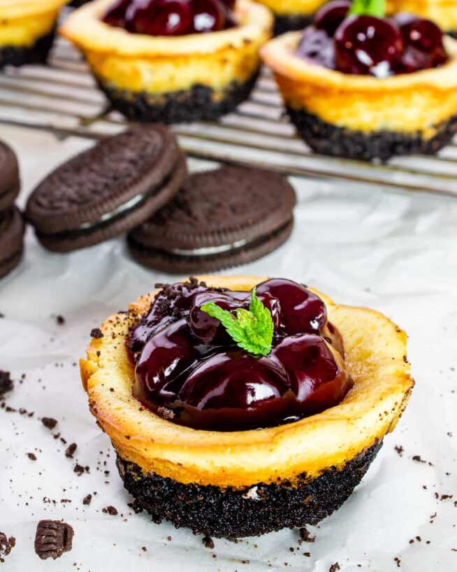 Mini Cherry Cheesecakes - Craving Home Cooked