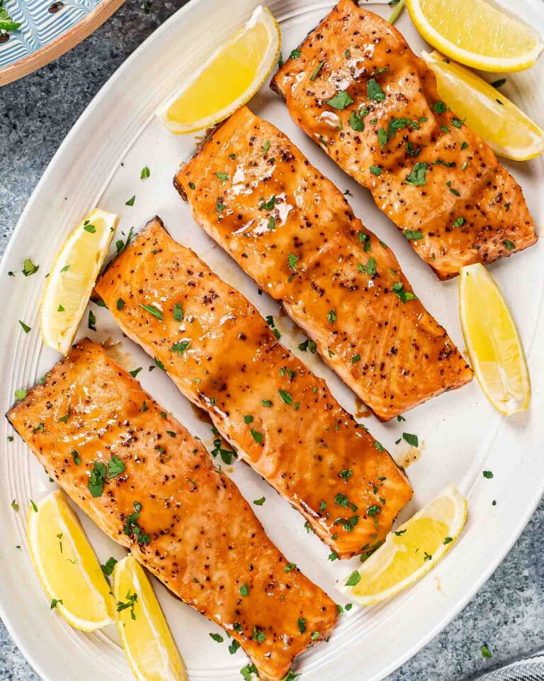 Baked Salmon With Mustard Glaze - Craving Home Cooked