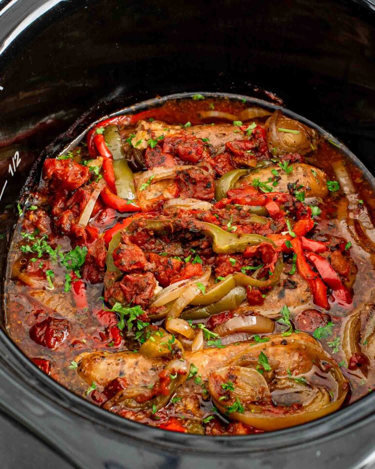 Slow Cooker Sausage and Peppers - Craving Home Cooked