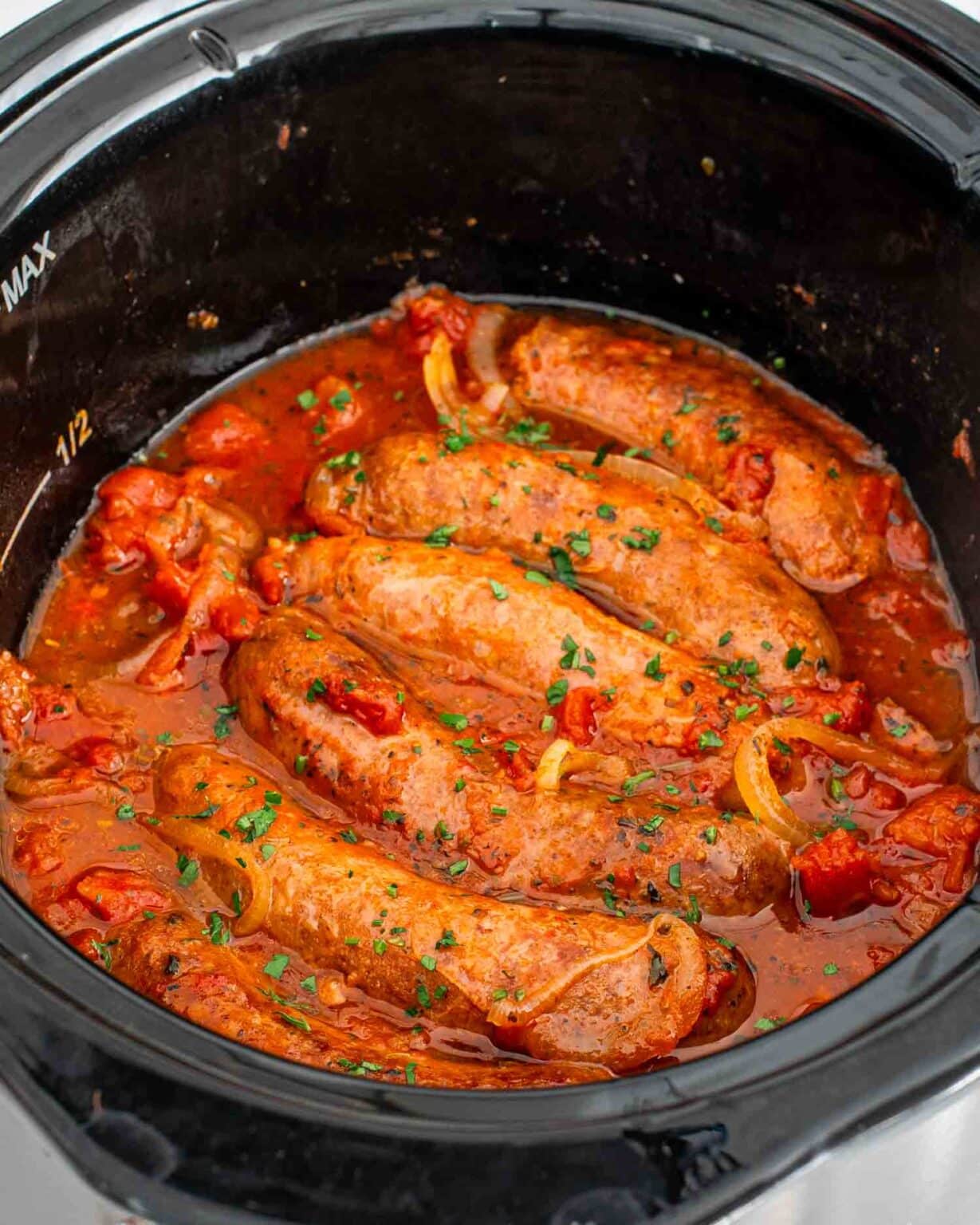 Slow Cooker Sausage and Peppers - Craving Home Cooked