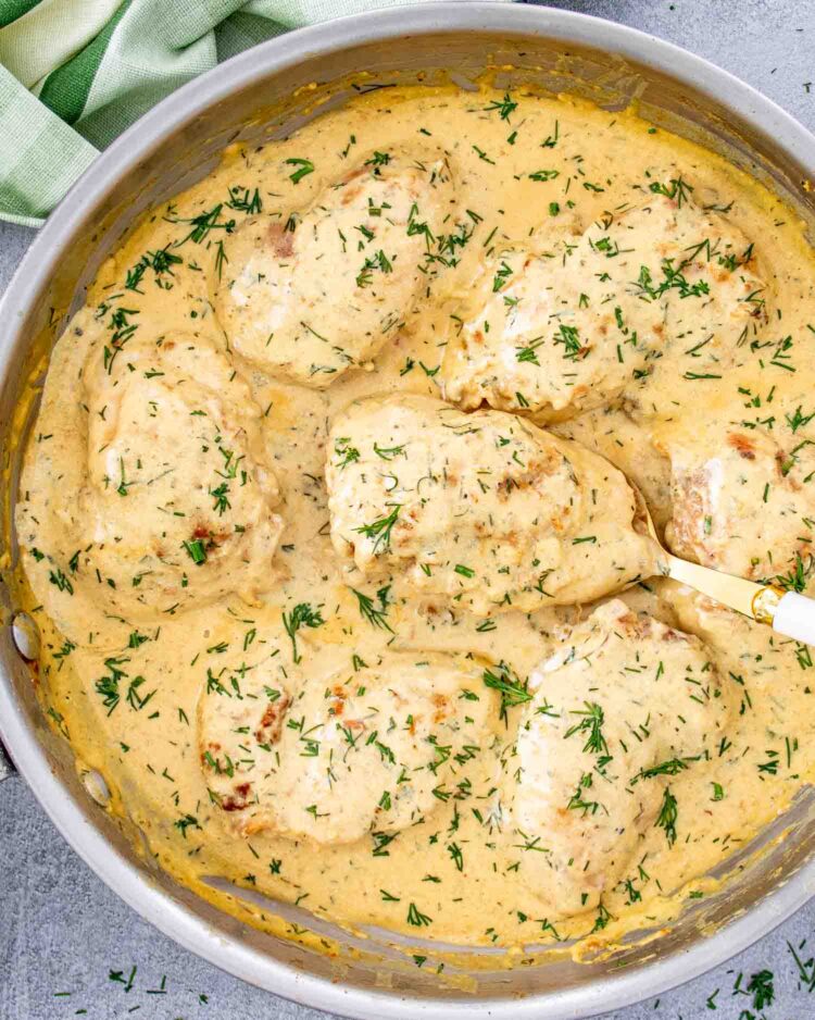 Chicken Thighs with Creamy Lemon Dill Sauce - Craving Home Cooked