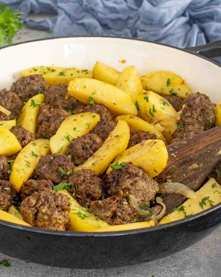 One Pot Meatballs and Potatoes - Craving Home Cooked