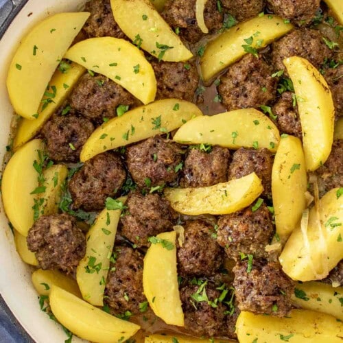 One Pot Meatballs and Potatoes - Craving Home Cooked
