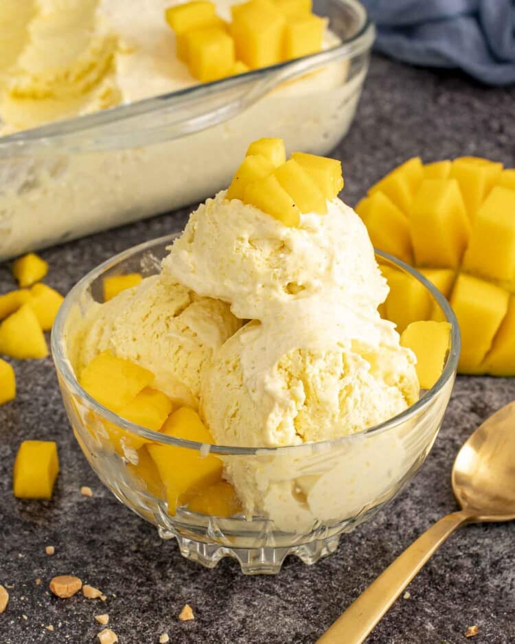No Churn Mango Ice Cream - Craving Home Cooked